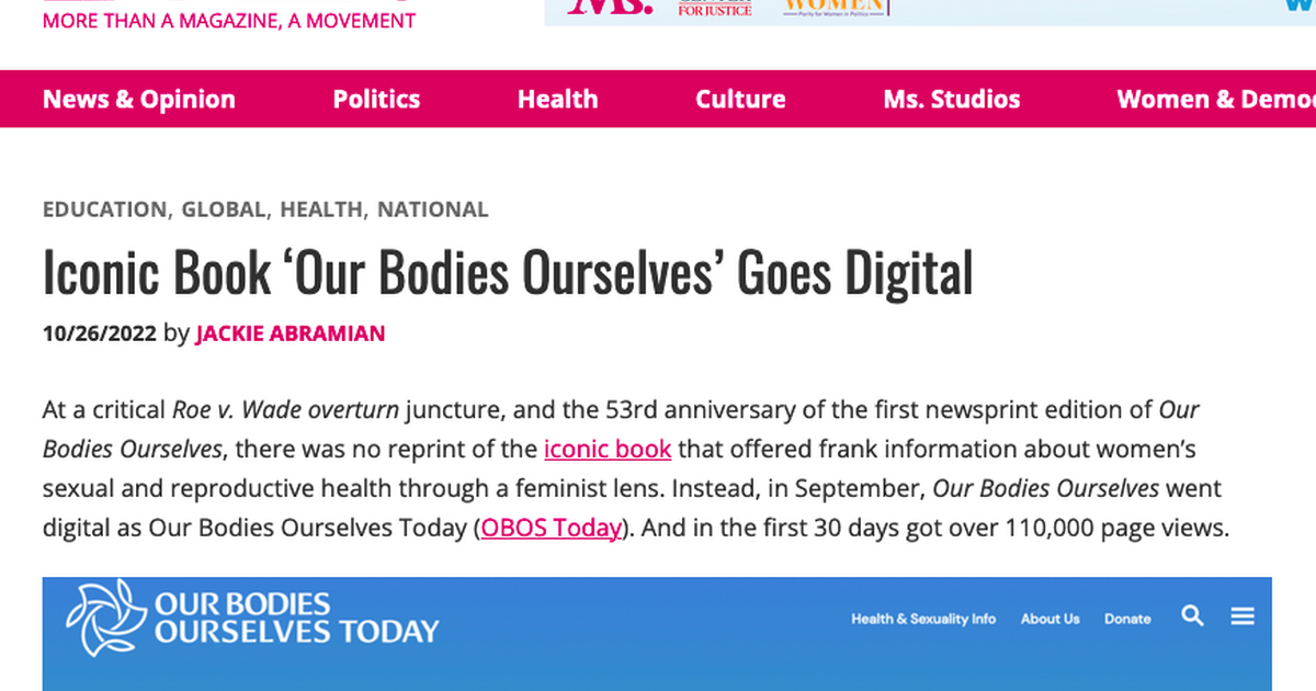 Iconic Book ‘Our Bodies Ourselves’ Goes Digital | Our Bodies Ourselves