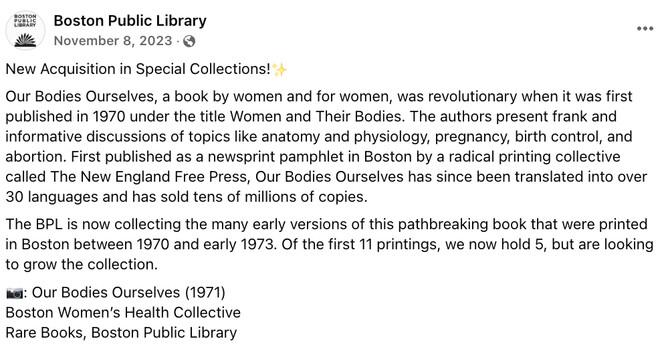 Boston Public Library Digitizes the Earliest “Our Bodies, Ourselves ...